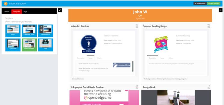 How can digital badges support learner engagement in Myshowcase.me?